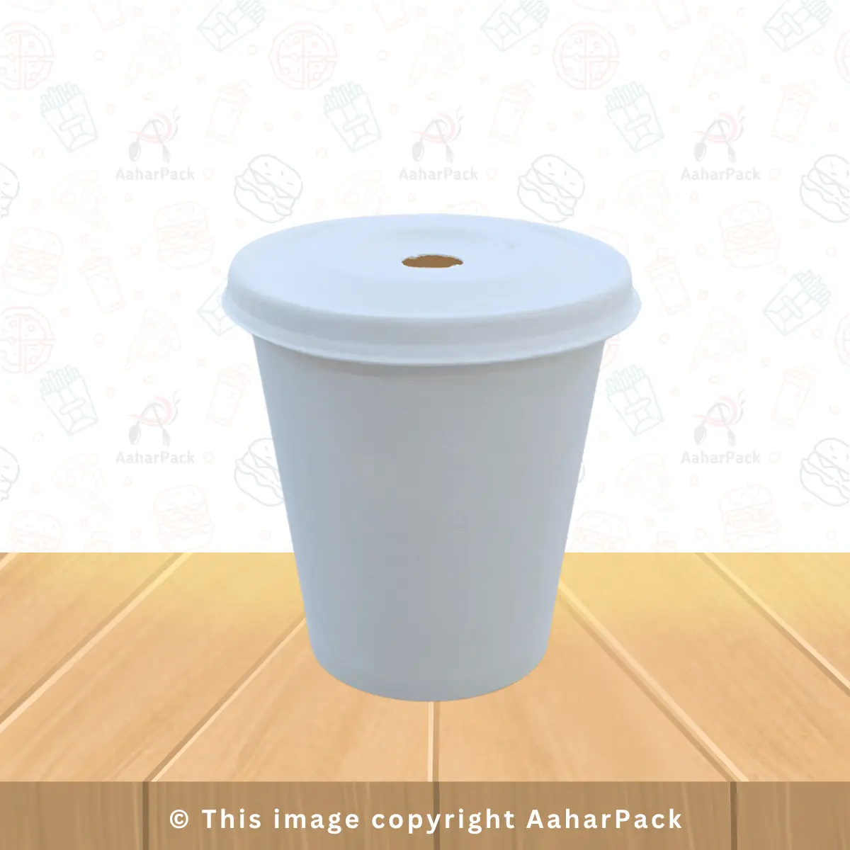 250 ML (8OZ) Single Wall White Paper Cup With Plastic Bagasse Flat ...